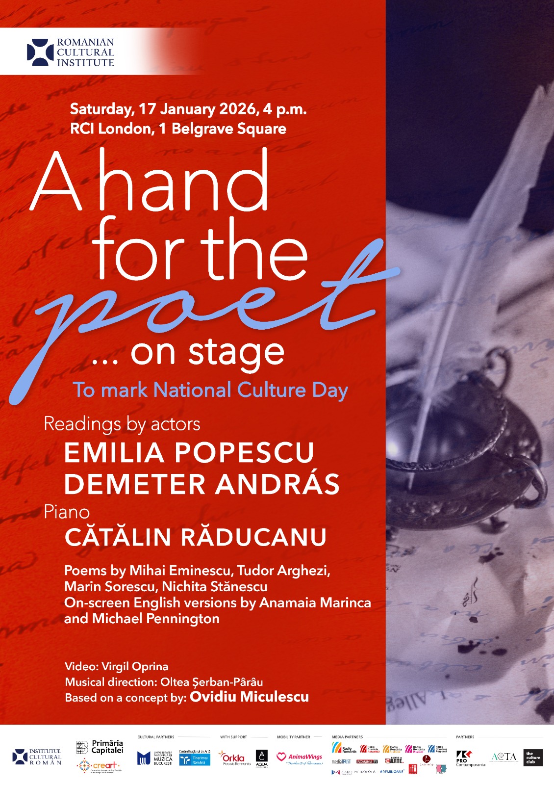 Aplauze pentru poet… pe scenă, la Institutul Cultural Român din Londra ...